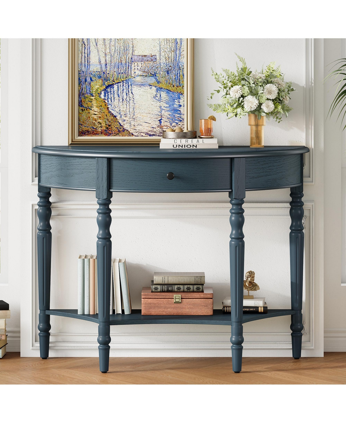 Click here for Rainsken Farmhouse Curved Console Table  Half Moon... prices