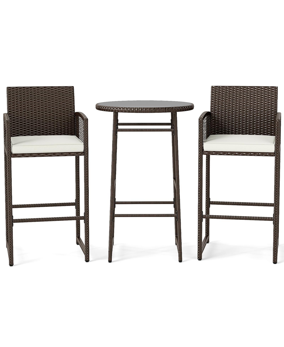 Click here for Gouun 3-Piece Outdoor Wicker Bar Set with Tempered... prices