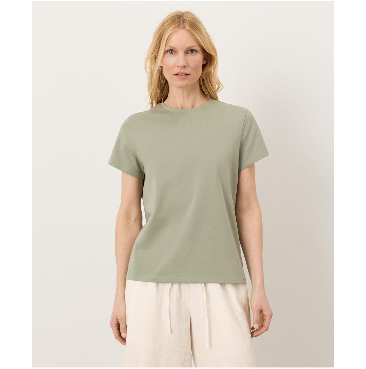 Click here for Pact Womens Luxe Signature Crewneck Tee - Seagrass prices