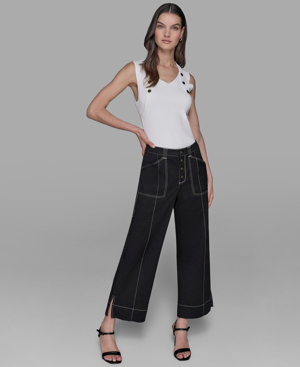 Click here for Karl Lagerfeld Paris Petite Mid-Rise Wide-Leg Pant... prices