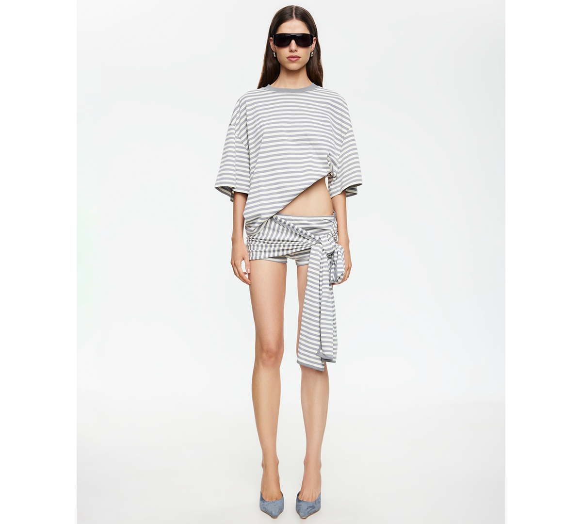 Click here for Lioness Womens Striped Crewneck T-Shirt - Ash Stri... prices