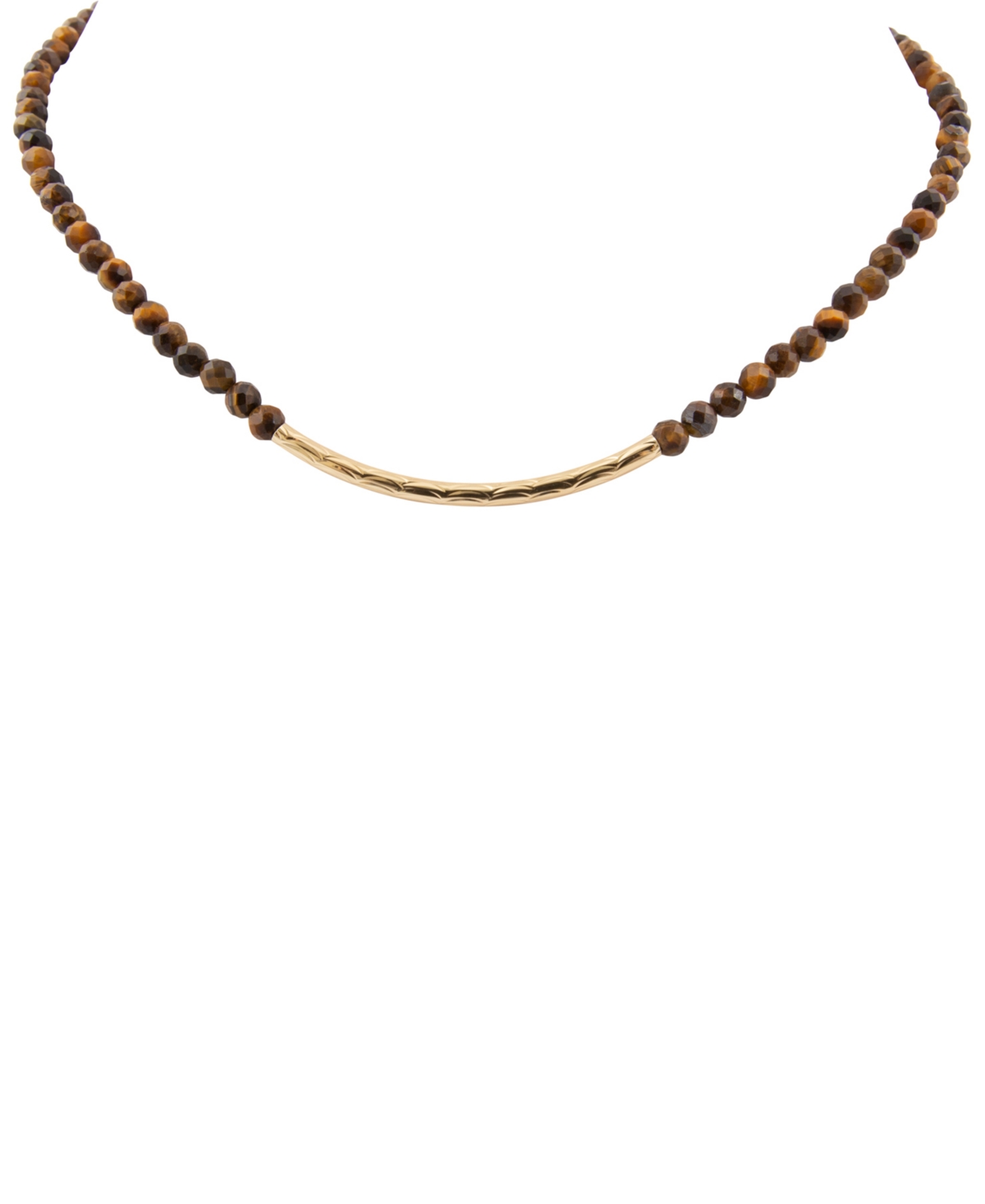 Click here for Barse Brown Tigers Eye Golden Bar Necklace - Brown prices