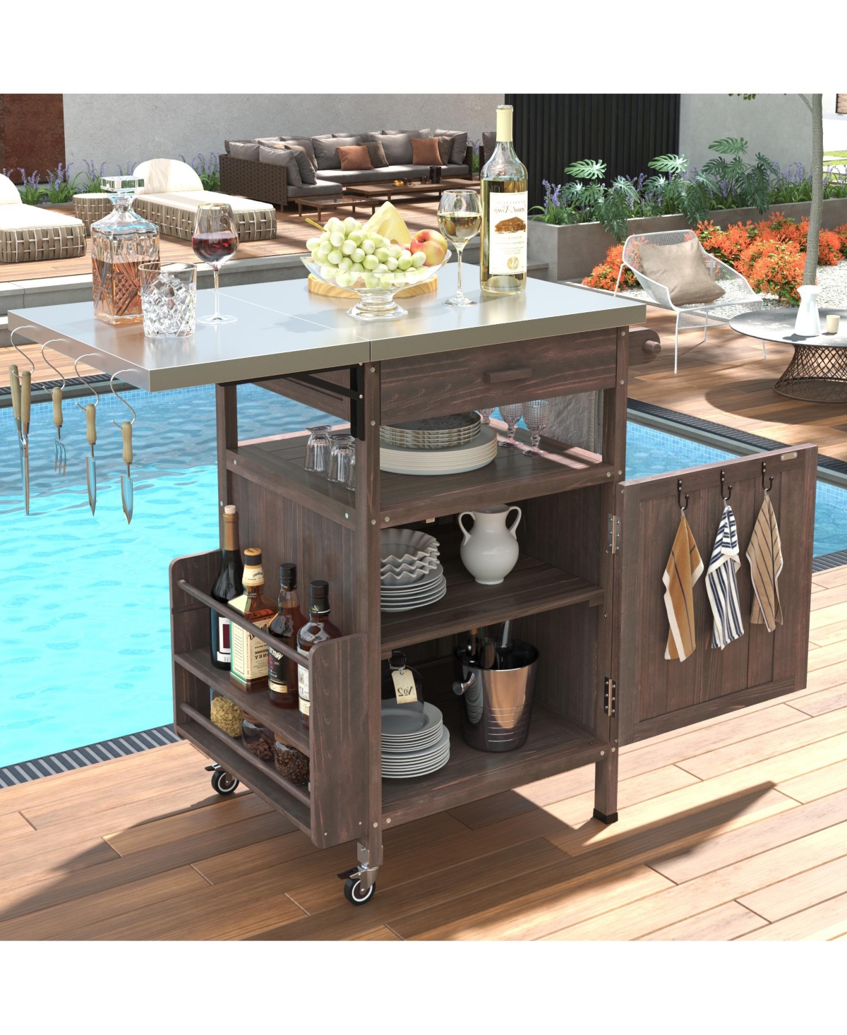 Click here for sumyeg 40.5inch Outdoor Grill Cart with Stainless... prices