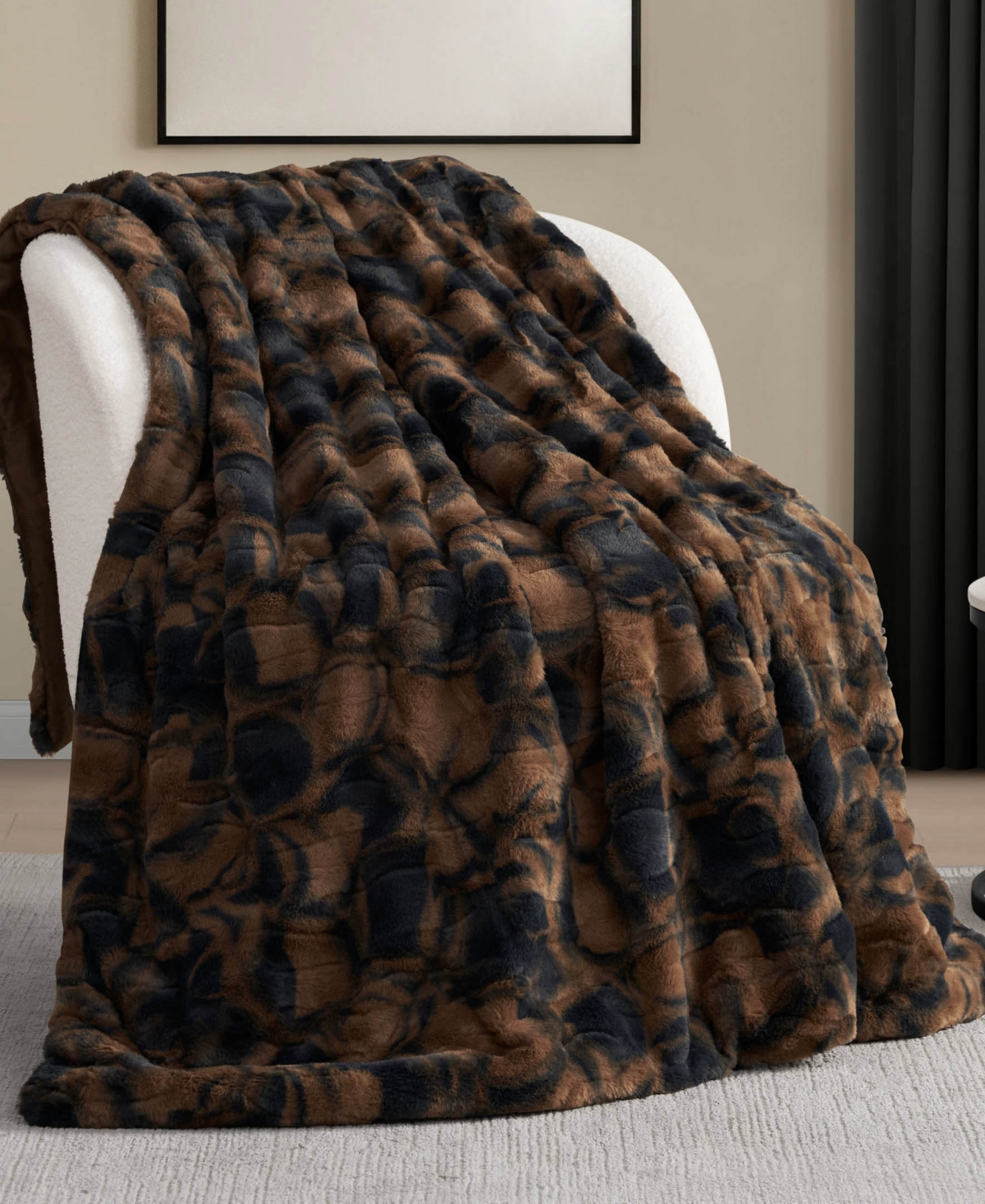 Click here for Nine West Embossed Faux Fur Throw  50x70 - Cocao N... prices