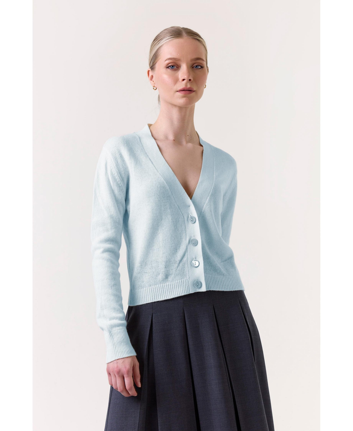 Click here for 1982 Womens 100 Cashmere Cropped Cardigan - Azure prices