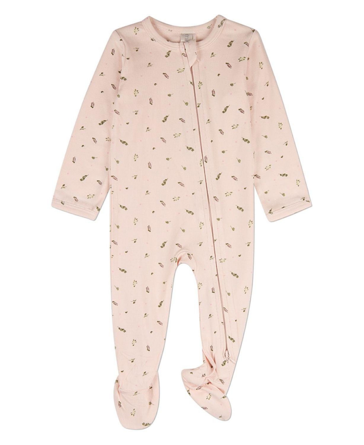 Click here for MeMoi Baby Girls Tiny Leaves Footie - Barely pink prices