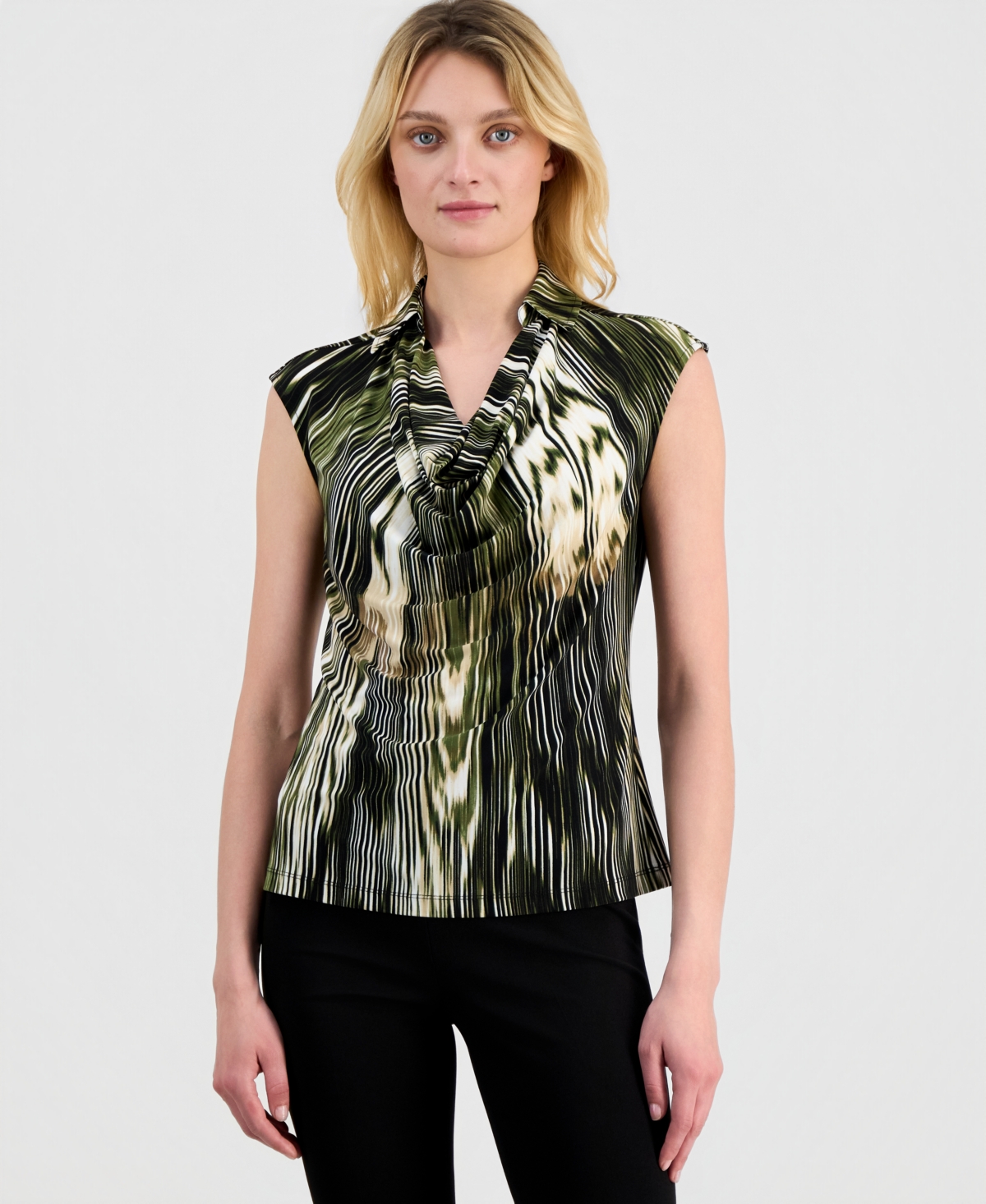 Click here for Anne Klein Womens Printed Cowlneck Sleeveless Top... prices