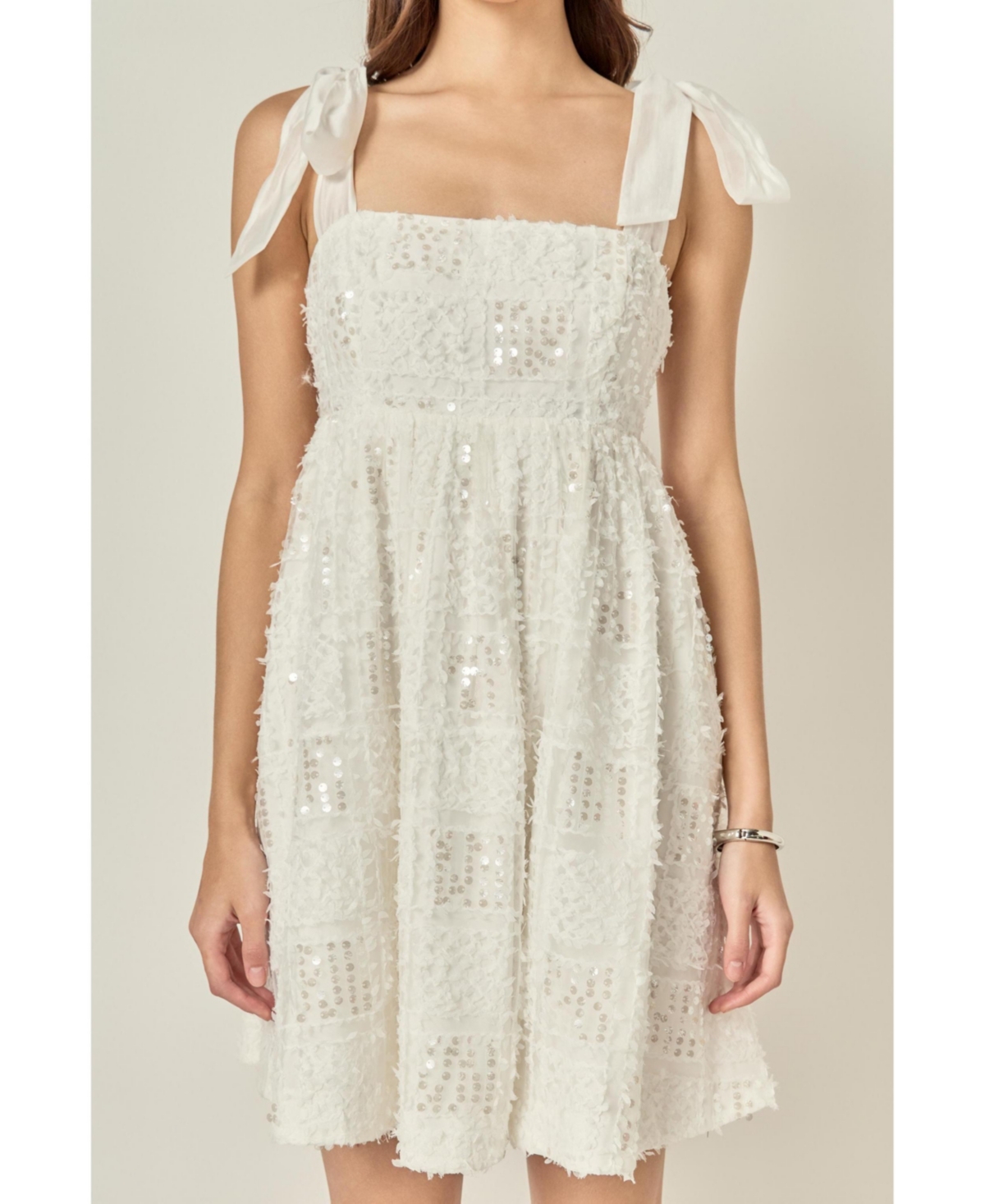 Click here for English Factory Womens Sequins Bow Mini Dress - Wh... prices