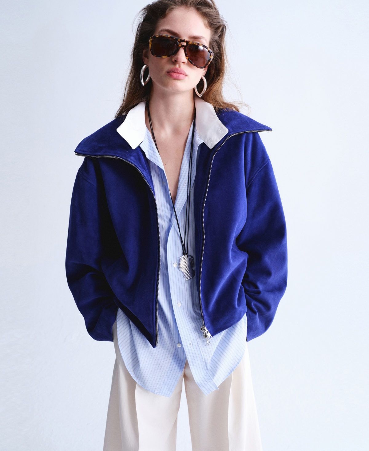 Click here for Selection Mango Womens Oversized Suede Jacket - Bl... prices