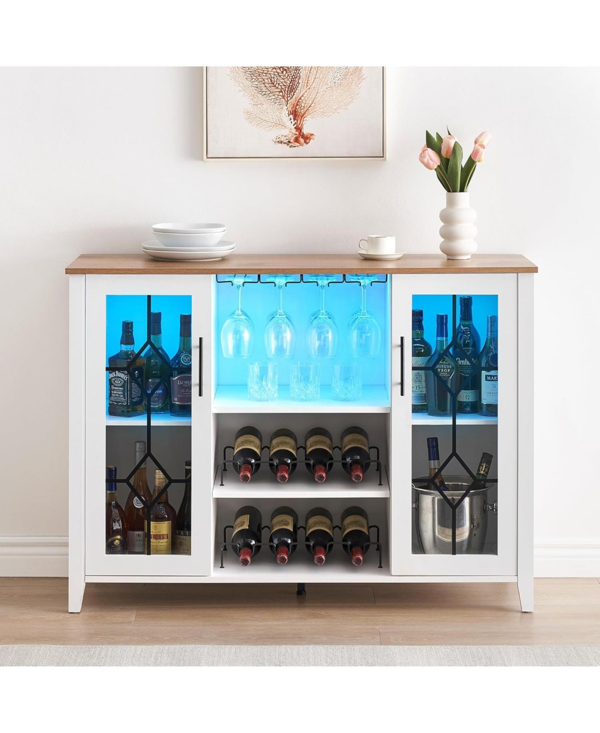 Click here for gaomon Wine Bar Cabinet with Led Light  Coffee Cab... prices