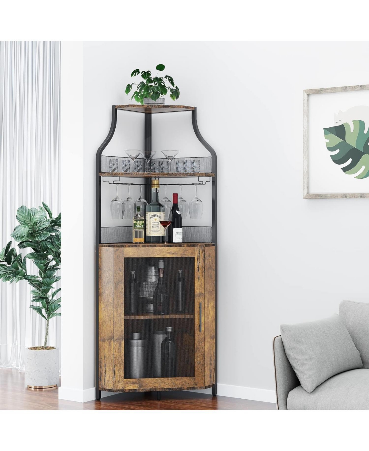 Click here for gaomon Space-Saving Corner Wine Bar Cabinet with D... prices