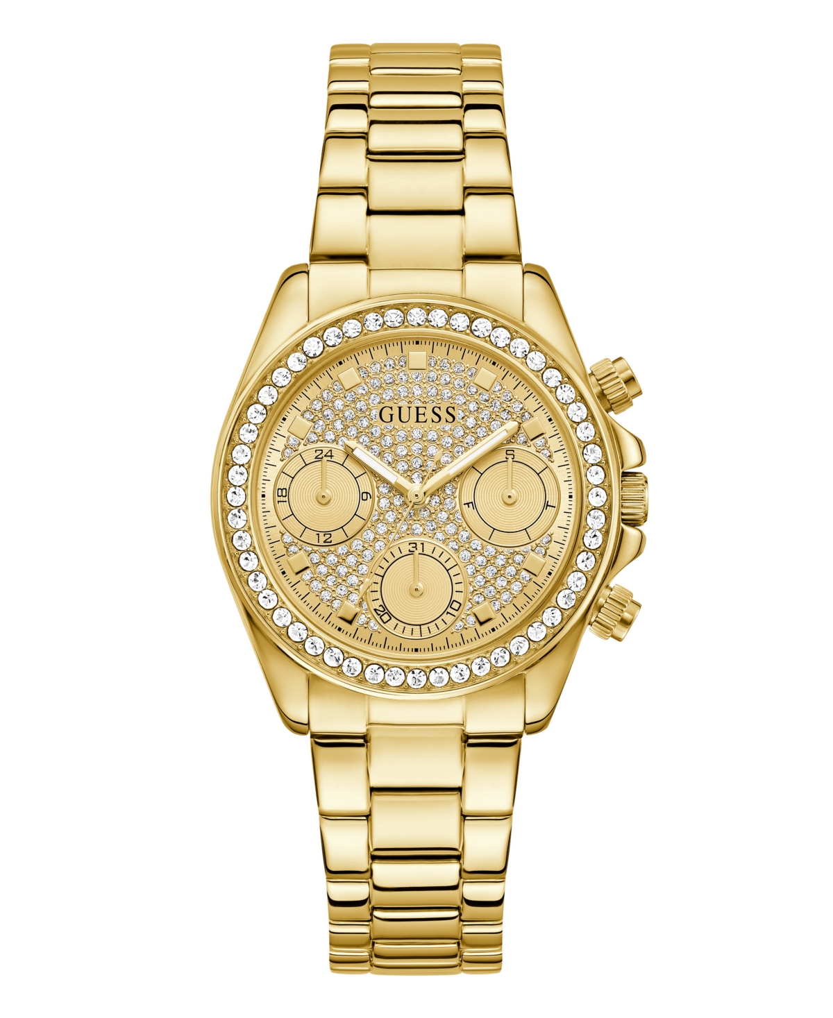 Click here for Guess Womens Glitz Gold-Tone Stainless Steel Multi... prices
