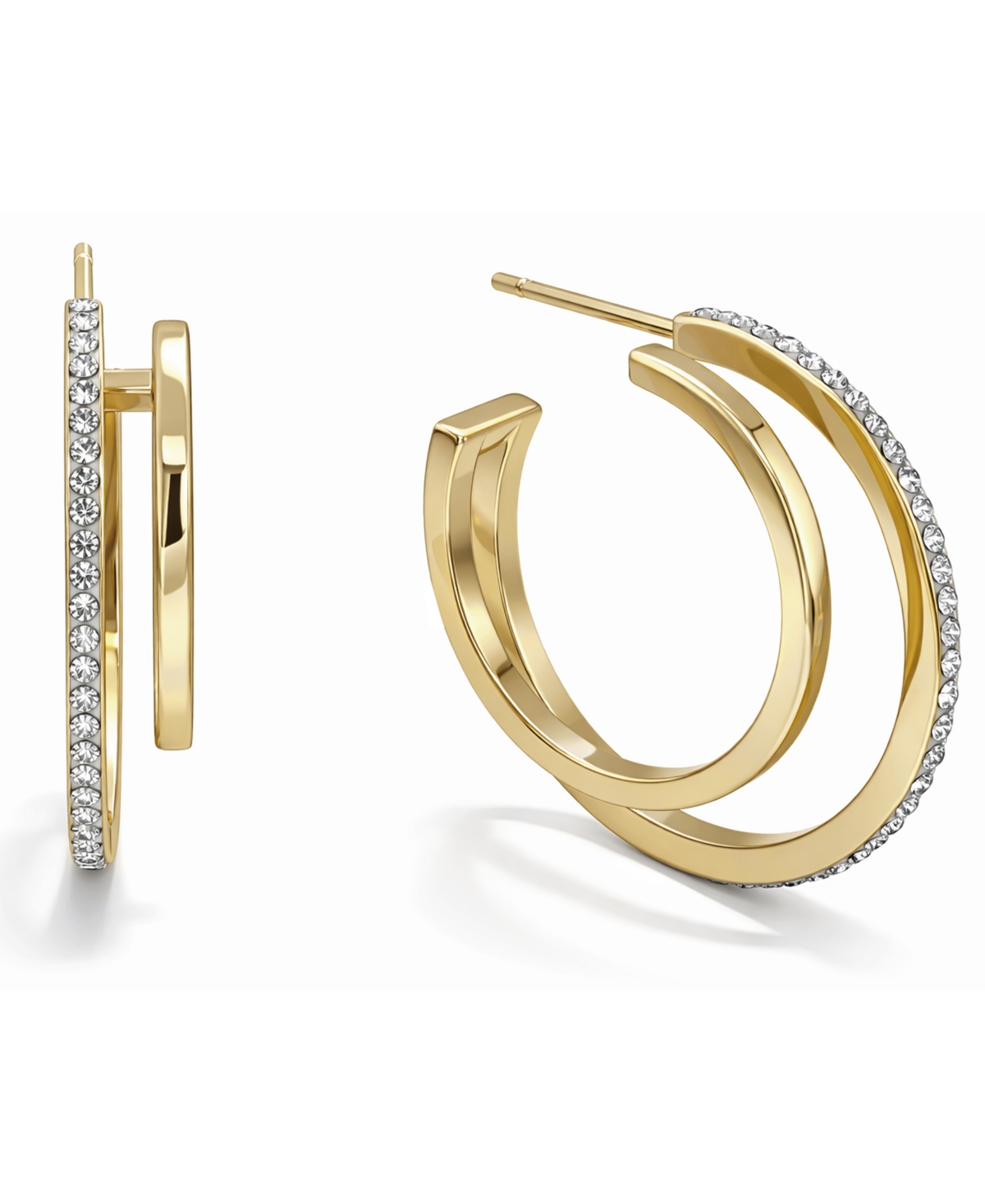 Click here for And Now This Crystal Double Row C-Hoop Post Earrin... prices