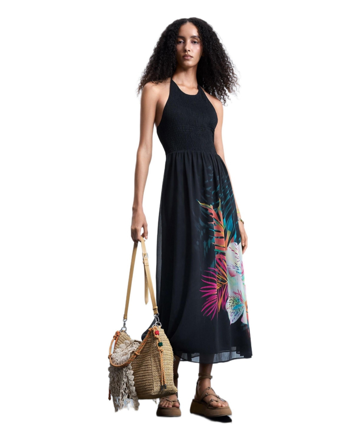 Click here for Desigual Womens Tropical halter dress - Black prices