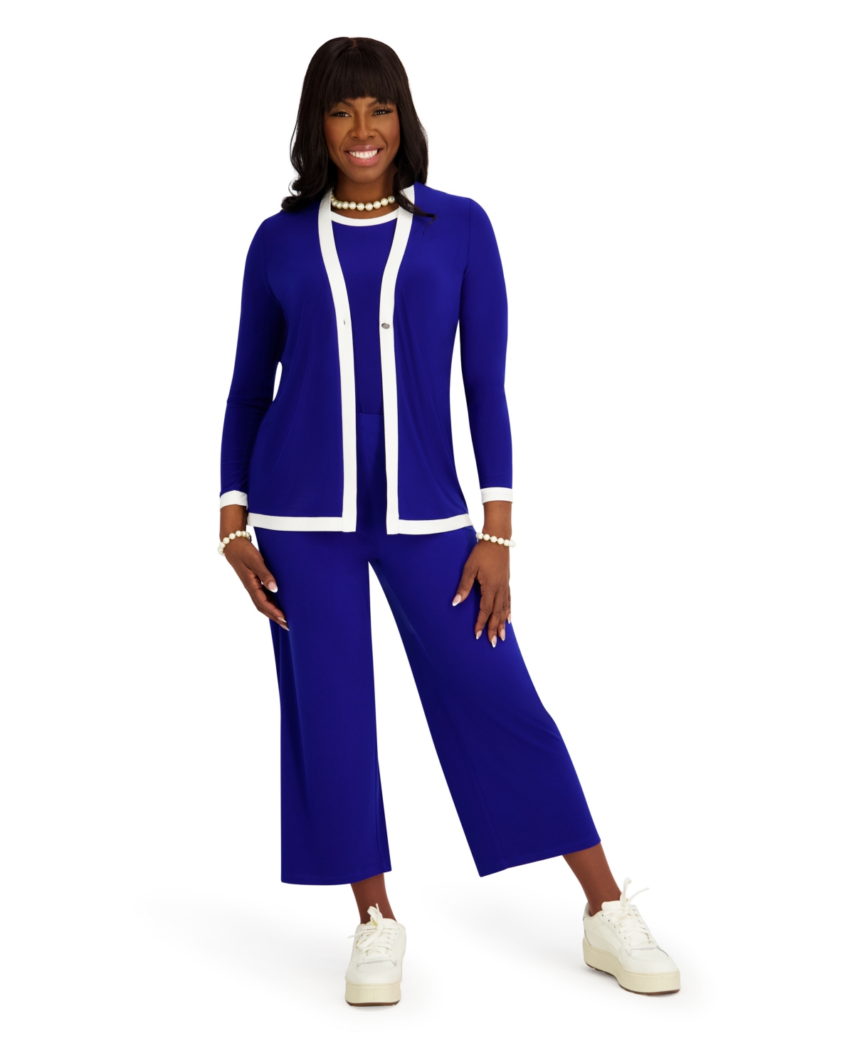 Click here for Kasper Womens V-Neck Button-Front Cardigan - Royal... prices