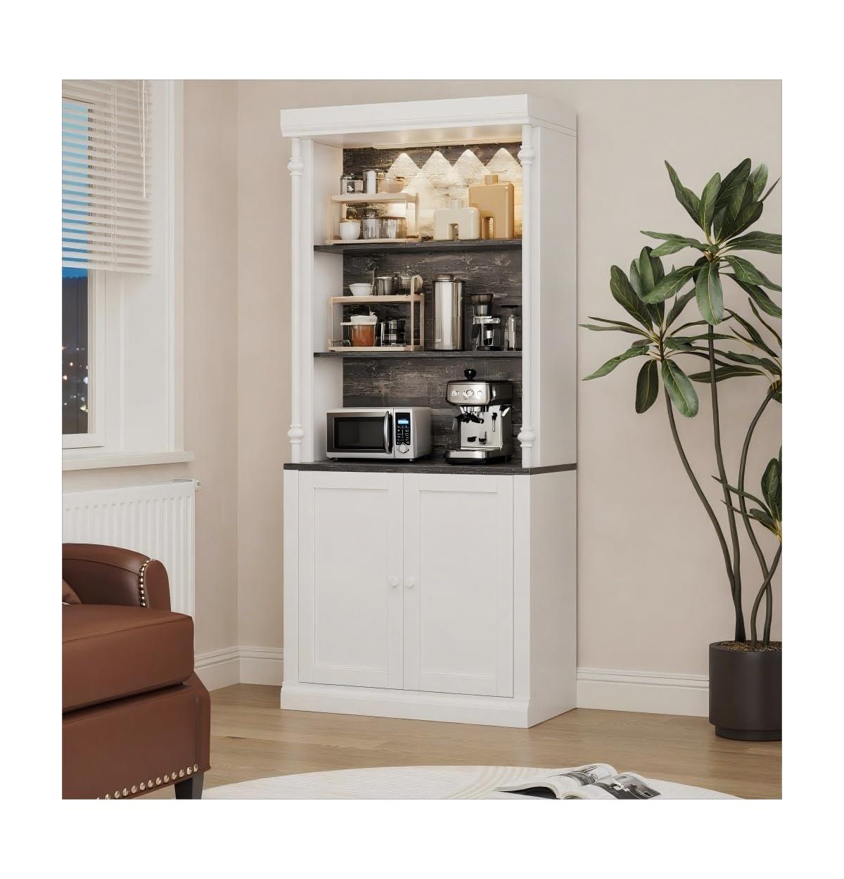 Click here for gaomon 71 Tall Pantry Cabinet with Led Lights  Fre... prices