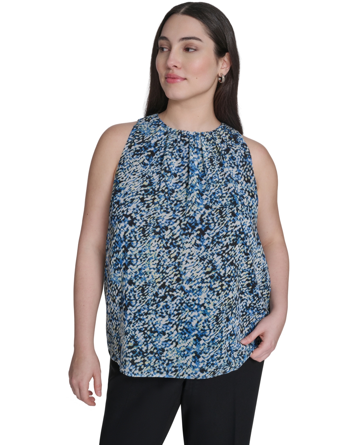 Click here for Calvin Klein Plus Size Sleeveless Pleated Crewneck... prices