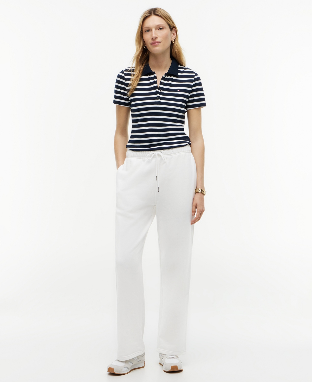 Click here for Tommy Hilfiger Womens Wide-Leg Track Pants - Ecru prices