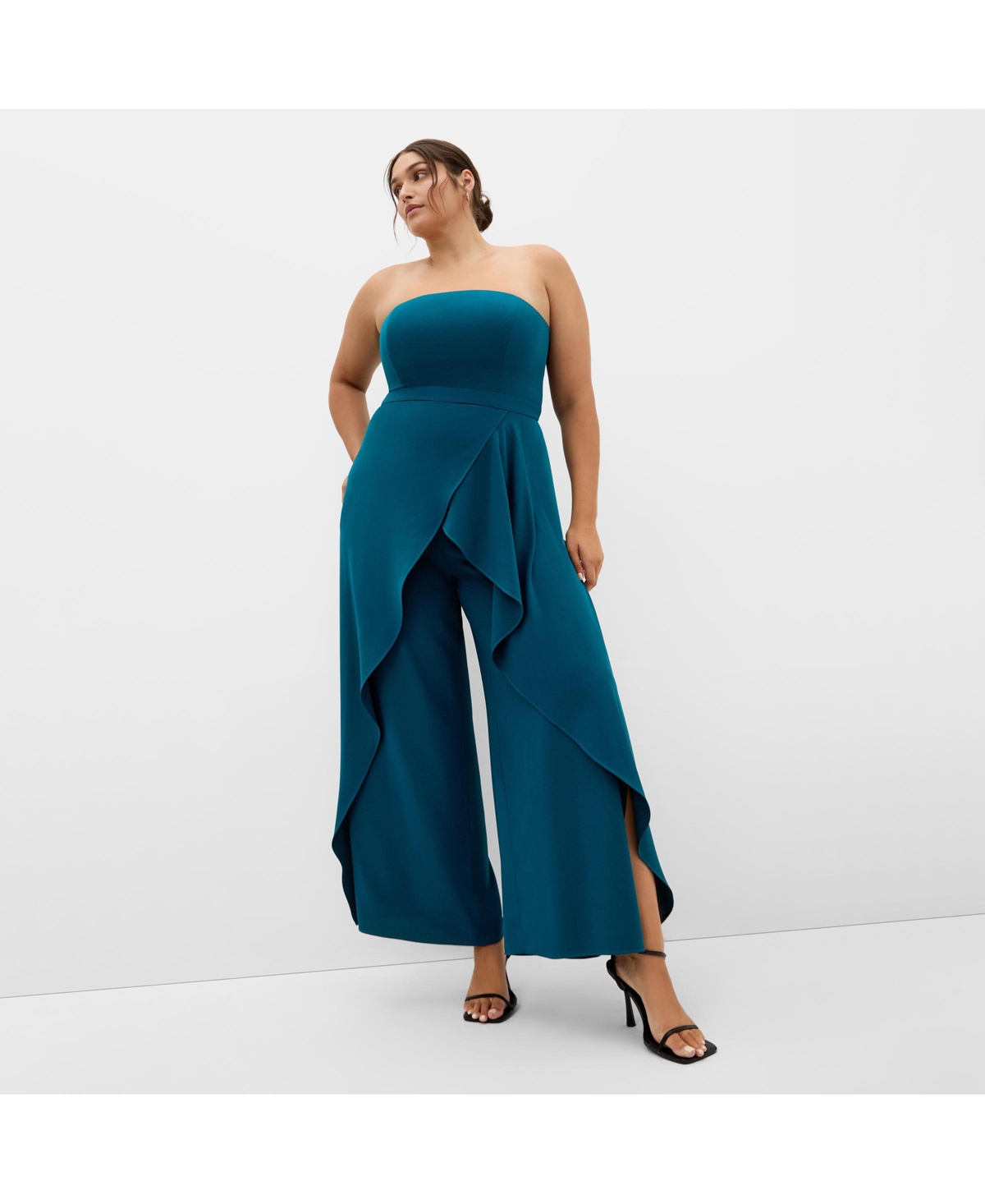 Click here for City Chic Womens Attract Strapless Jumpsuit - Emer... prices