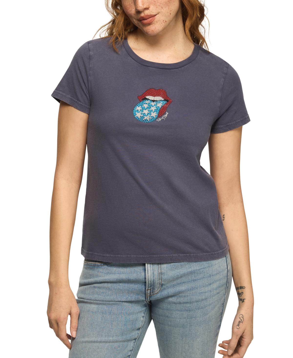 Click here for Lucky Brand Womens Rolling Stones Embellished Crew... prices