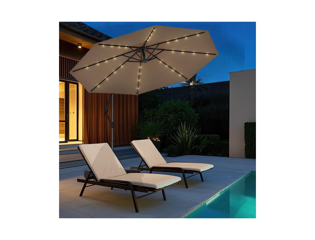 Click here for Clihome 10 Feet Solar Offset Hanging Umbrella with... prices