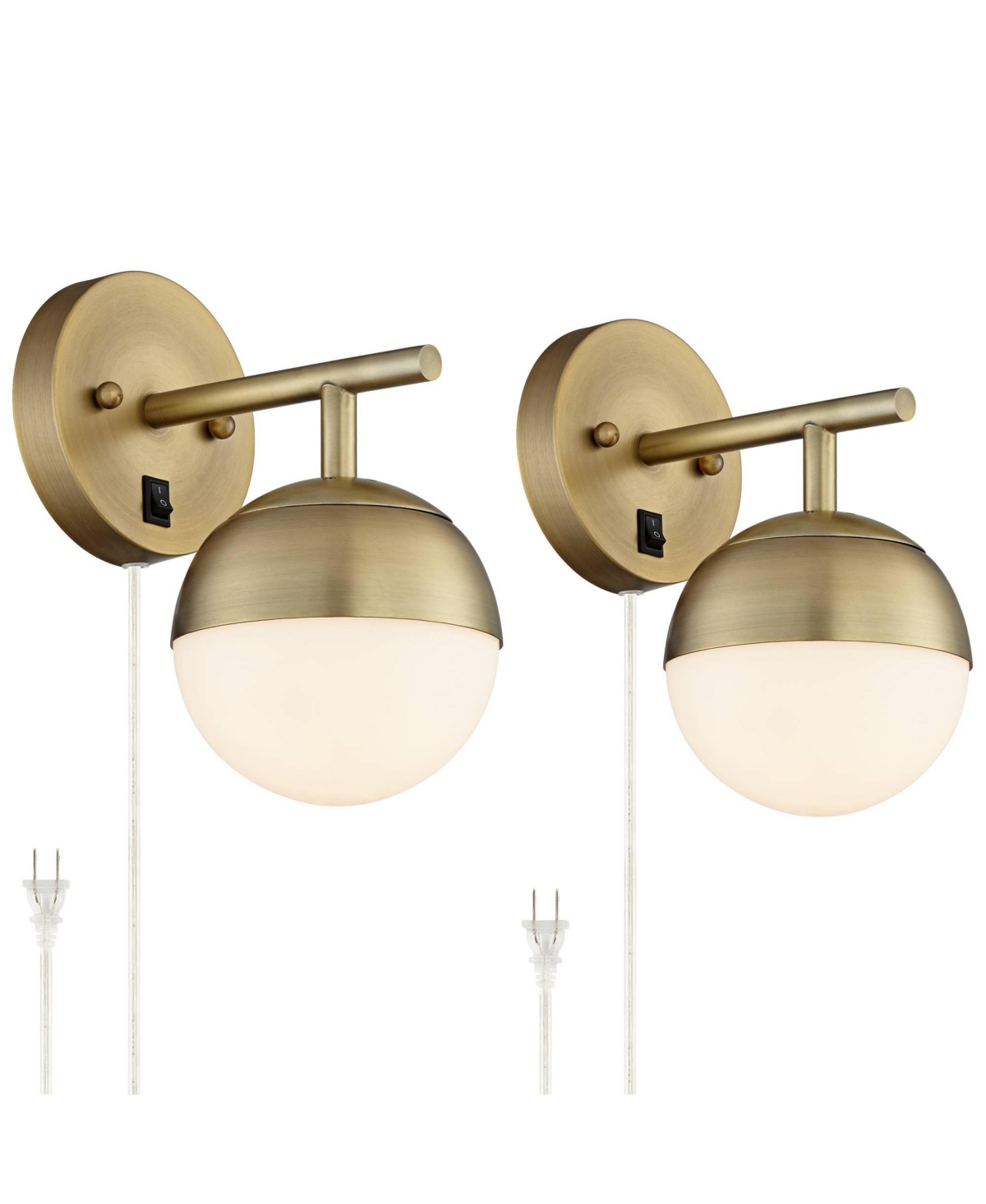Click here for 360 Lighting Luna Modern Wall Lamps Set of 2 Brass... prices