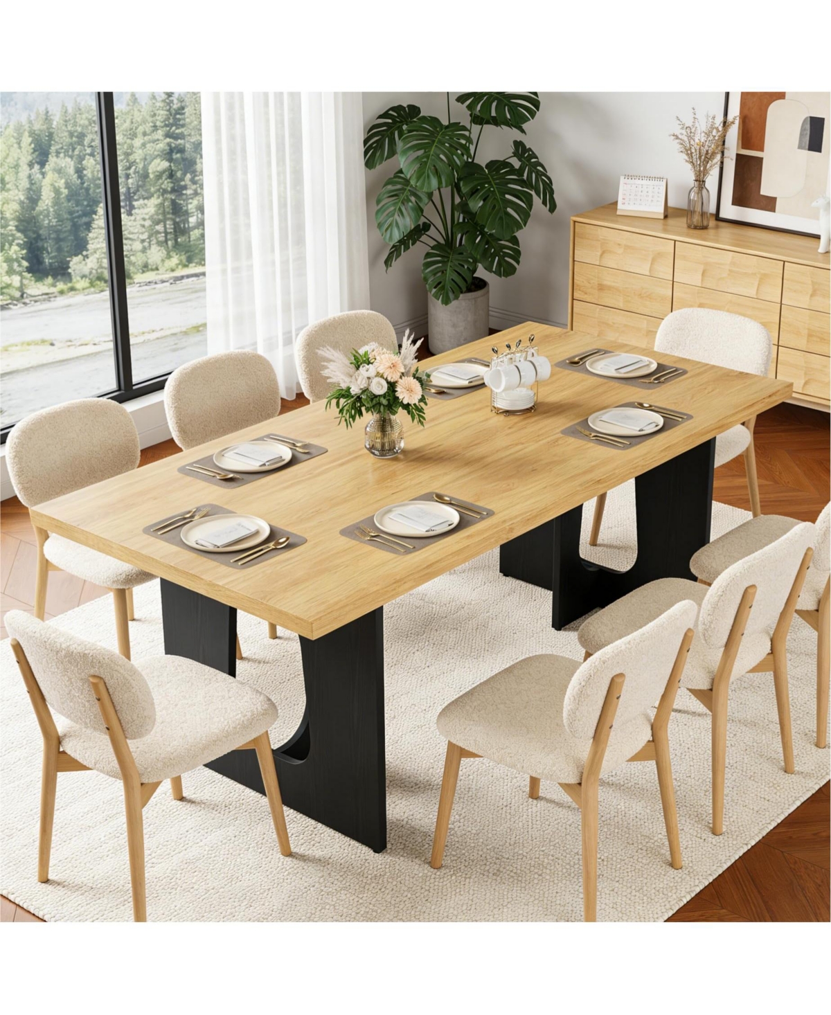 Click here for homfan Modern Rectangular Dining Table for 6-8  71... prices