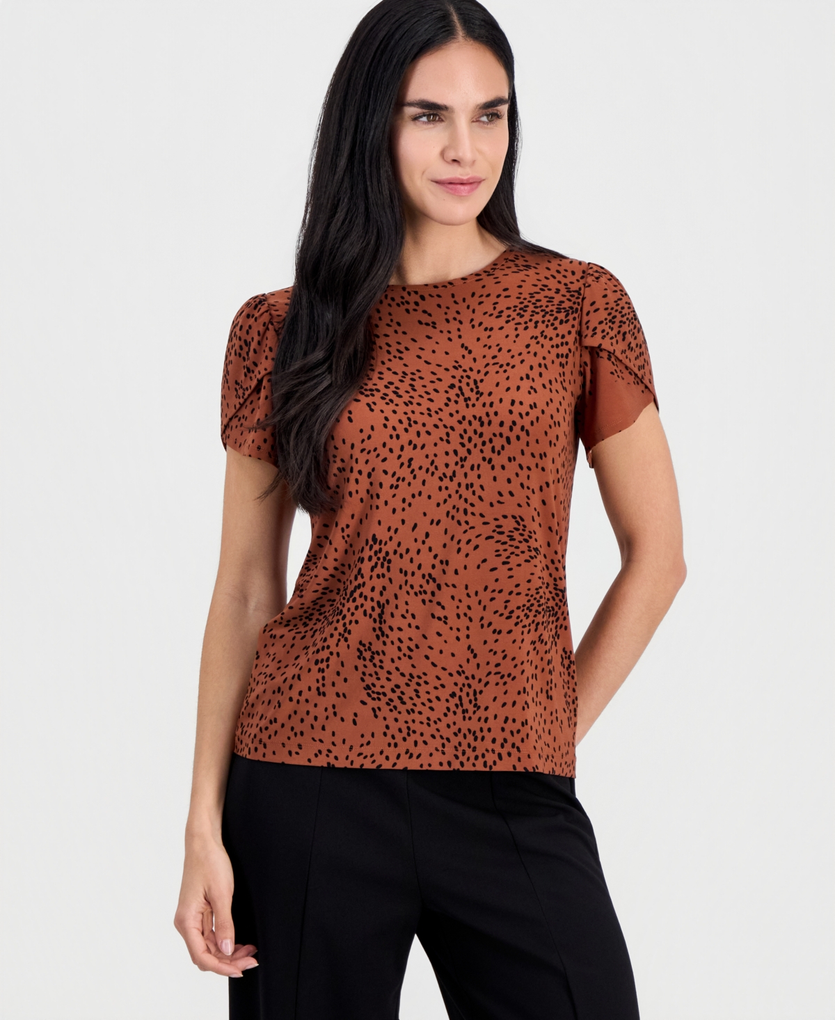 Click here for Anne Klein Essentials Petite Printed Crewneck Tuli... prices