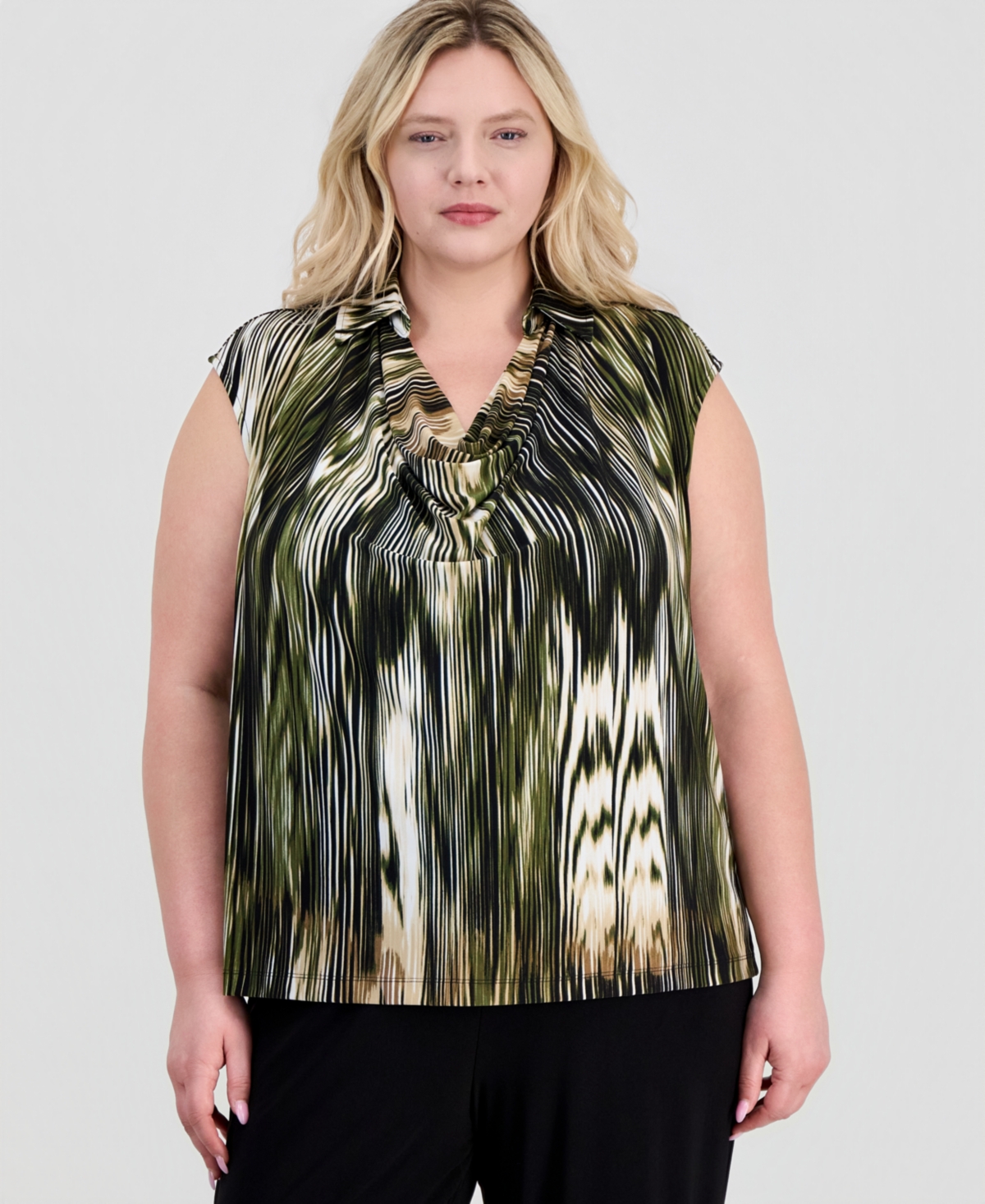 Click here for Anne Klein Plus Size Extended-Shoulder Cowlneck Bl... prices