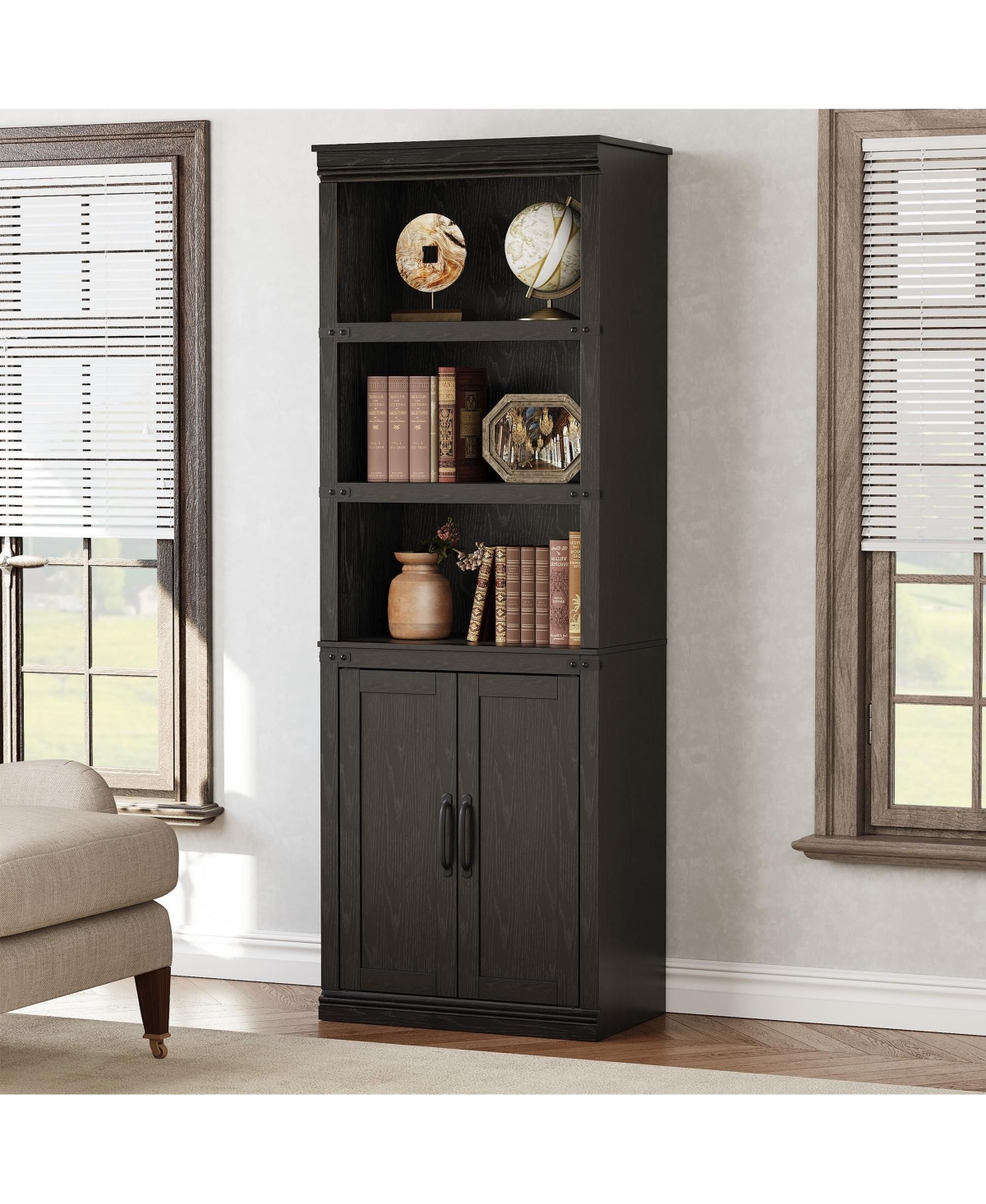 Click here for gaomon Tall Farmhouse 5-Tier Wooden Bookcase with... prices