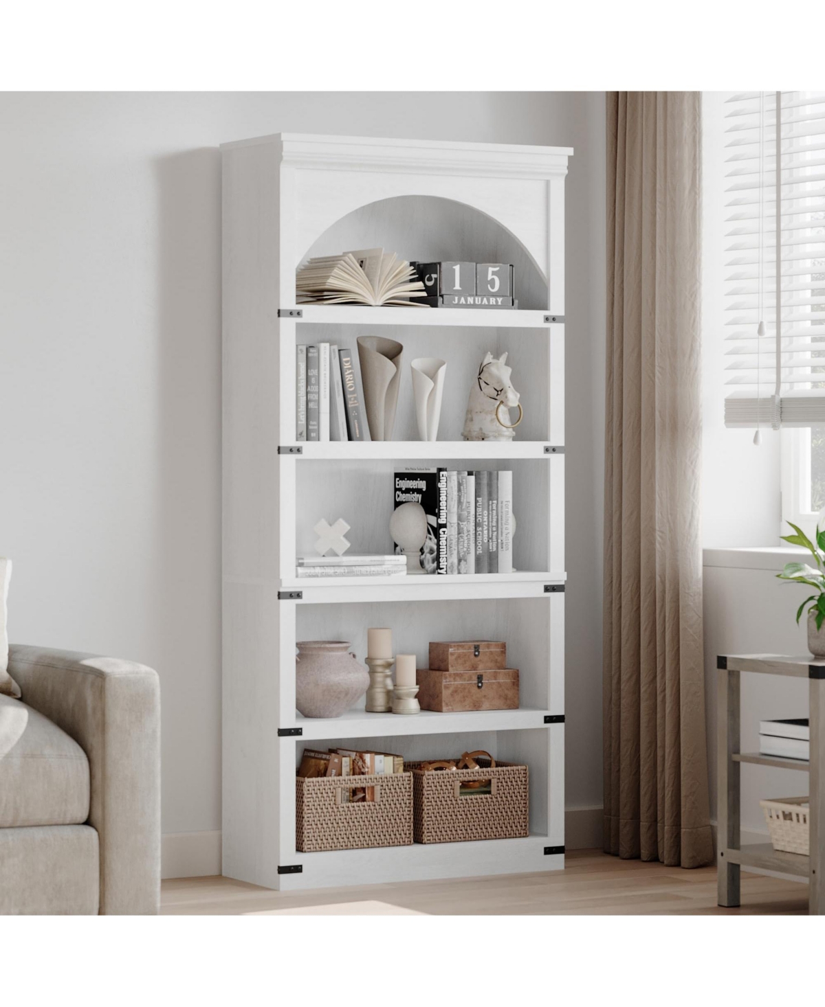 Click here for gaomon 68.7 Tall Farmhouse Arched 5-Tier Wooden Bo... prices