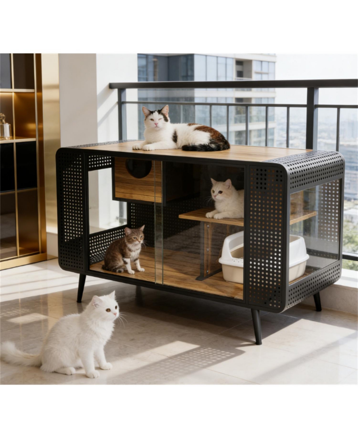 Click here for Zeus and Ruta 55.12 Spacious Glass Cat House with... prices