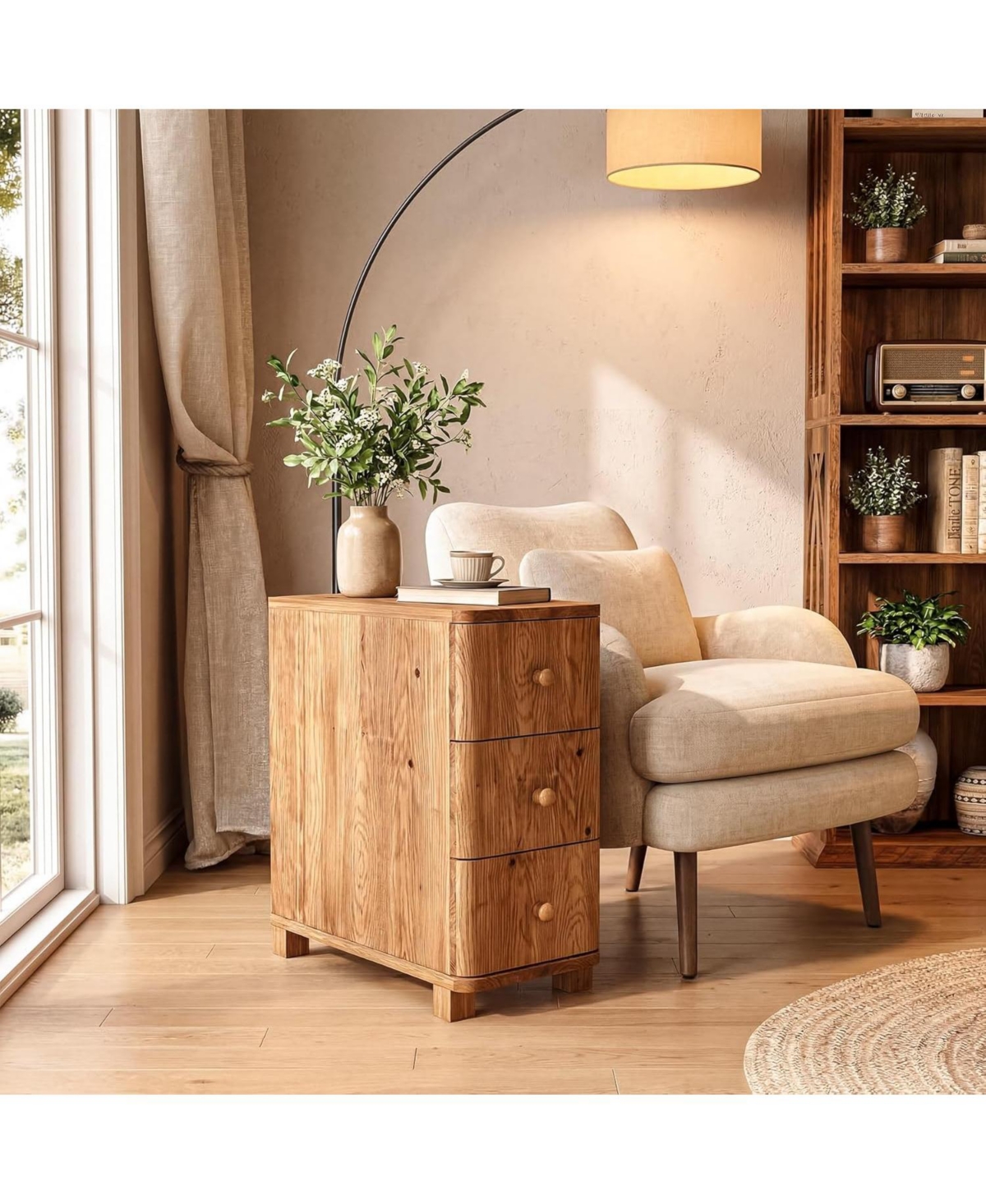 Click here for Tribesigns Solid Wood Nightstand with 3 Drawers  N... prices