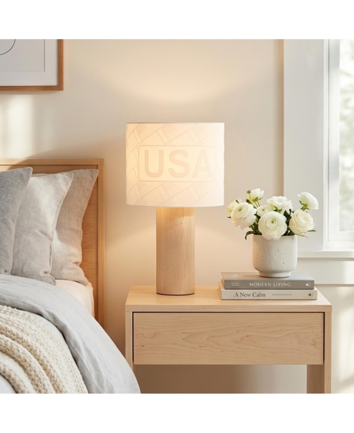 Click here for Decent Living Wooden Maple Table Lamp - Usa Flag w... prices