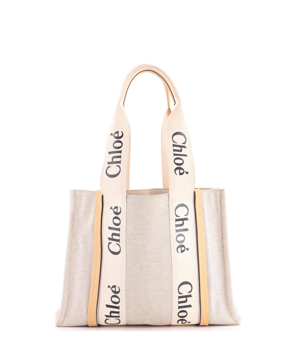 Click here for Pre-Owned Chloe Medium Woody Tote Canvas with Leat... prices