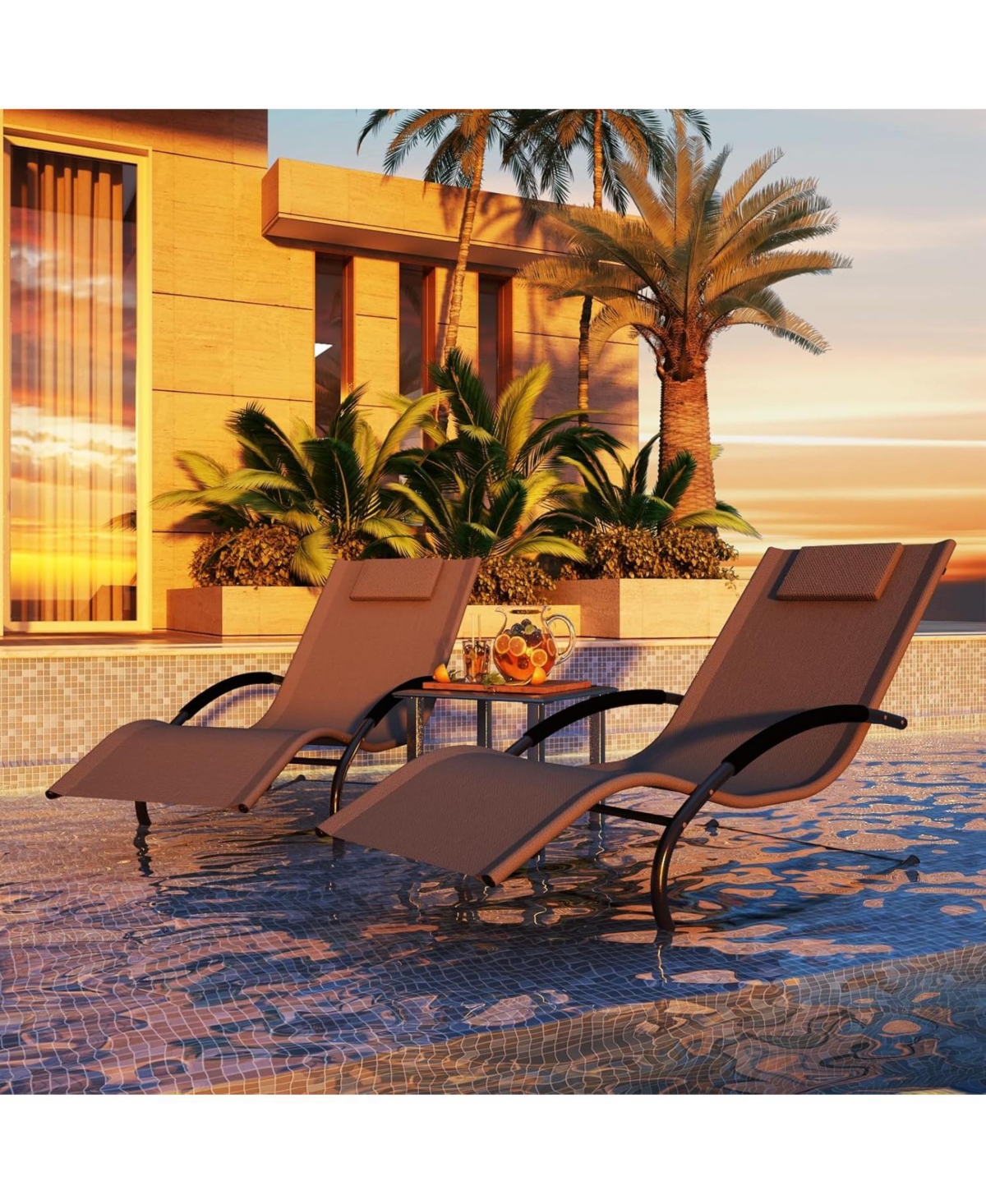 Click here for gaomon Patio Chaise Lounge Set of 3  Outdoor Pool... prices