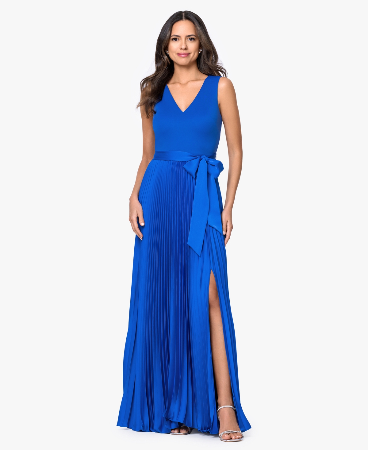 Click here for Xscape Womens Sleeveless V-Neck Gown - Cobalt prices