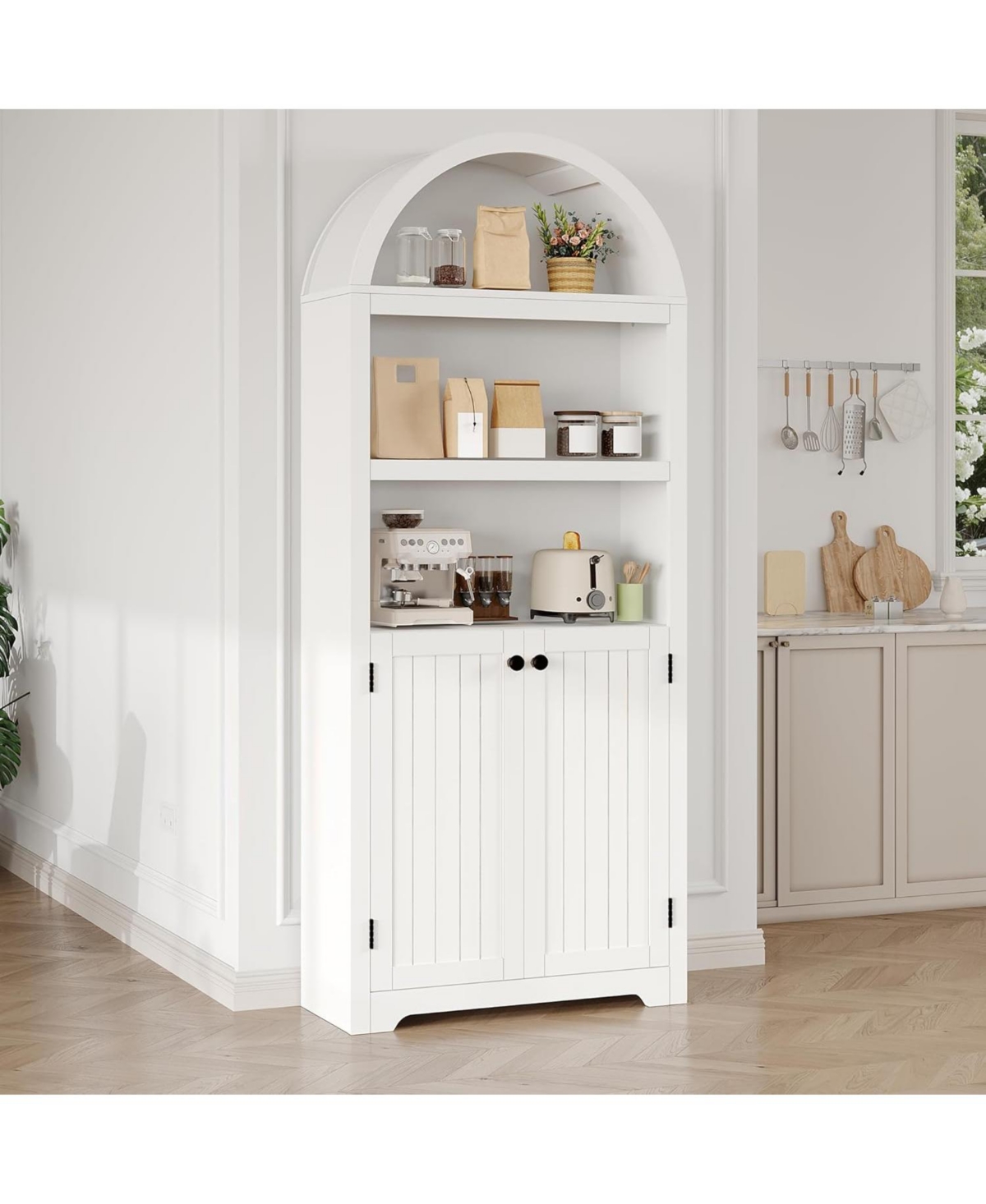 Click here for gaomon 72 Tall Arched 5-Tier Bookshelf Cabinet wit... prices