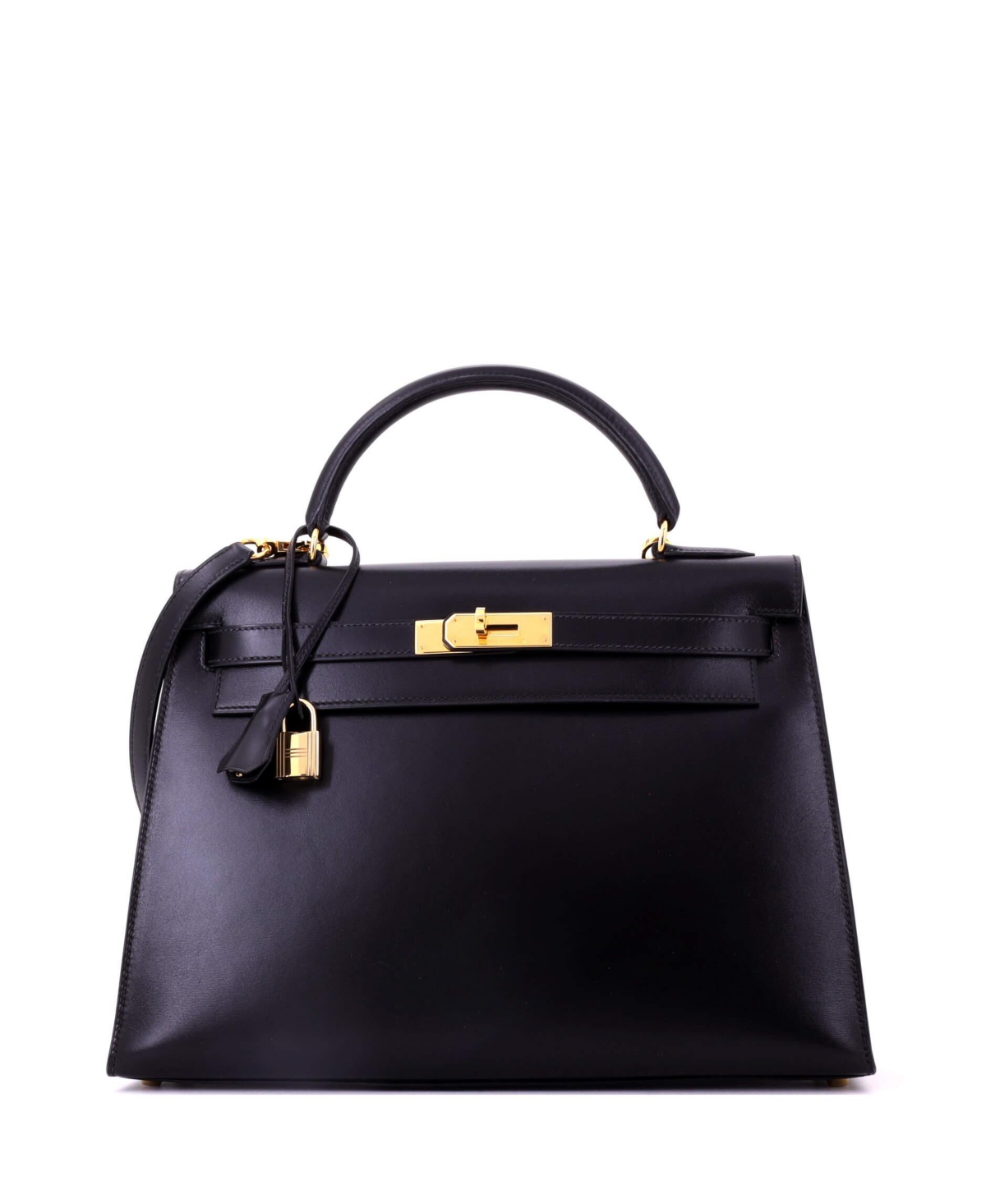 Click here for Pre-Owned HERMES Kelly 32 Handbag Black Box Calf w... prices