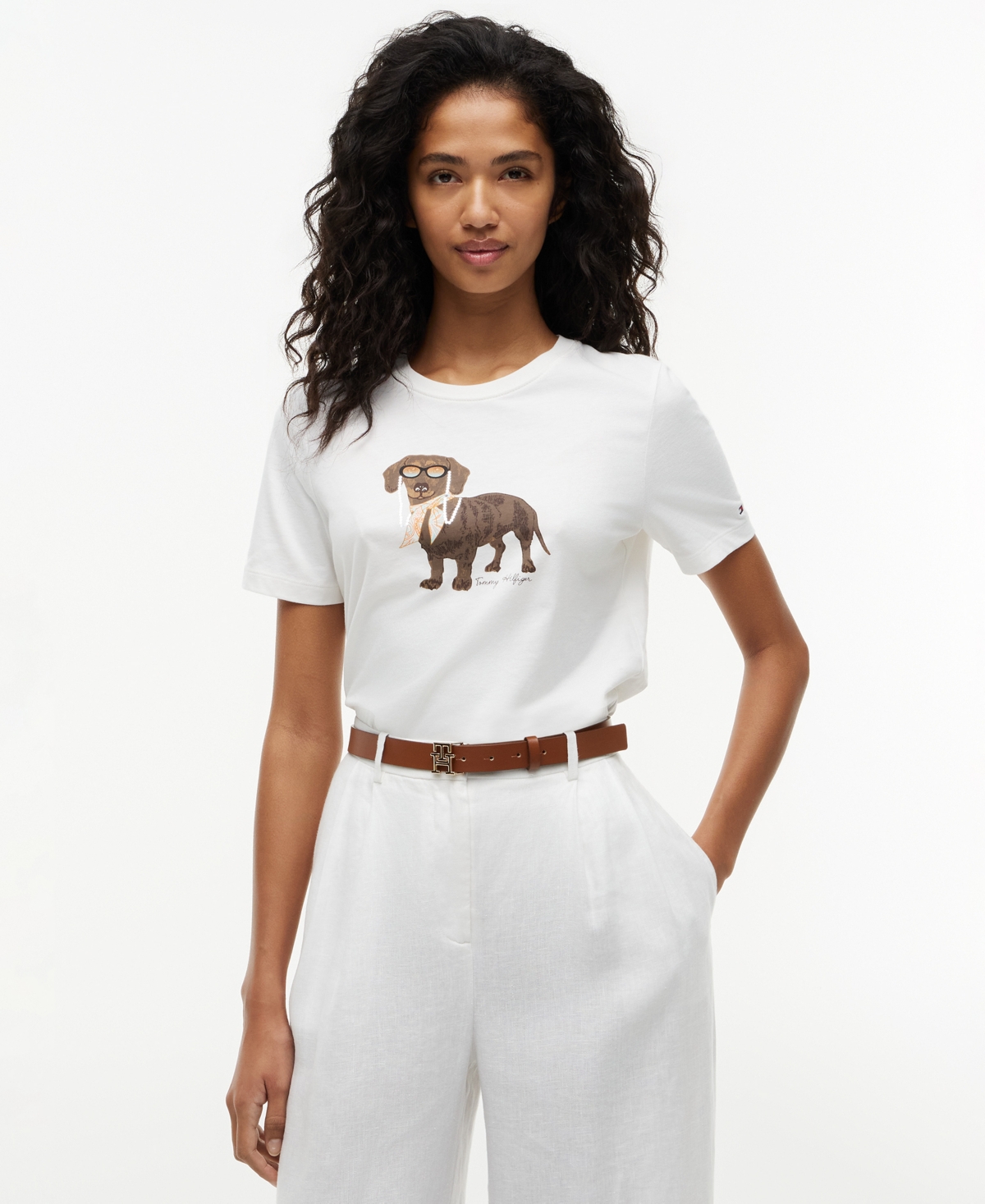 Click here for Tommy Hilfiger Womens Graphic Dog Print T-Shirt -... prices