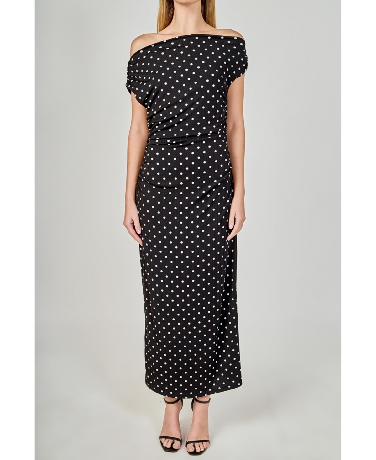 Click here for endless rose Womens Asymmetrical Polka Dot Midi Dr... prices