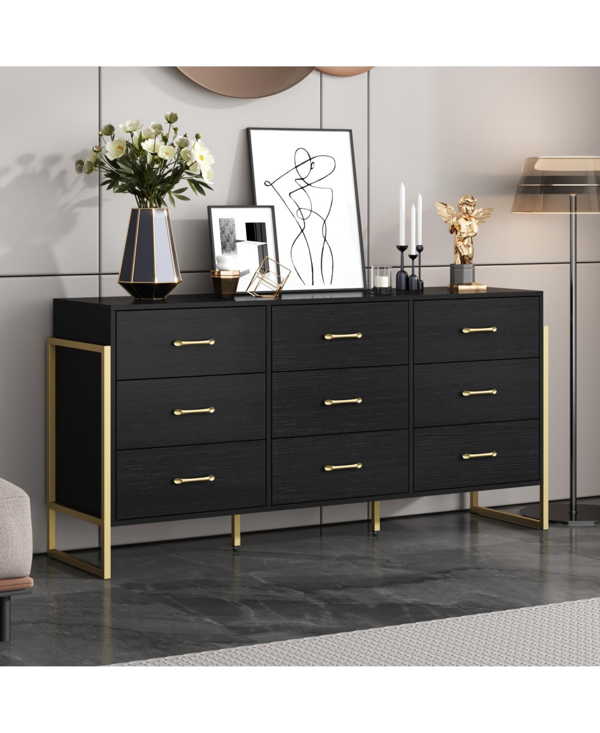 Click here for Famapy Wood 9 Big Drawers Dresser with Metal Frame... prices
