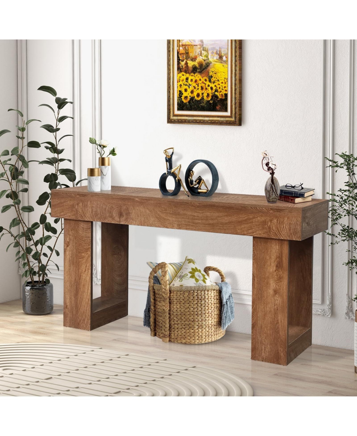 Click here for gaomon 63 Wooden Rectangular Console Sofa Table  f... prices
