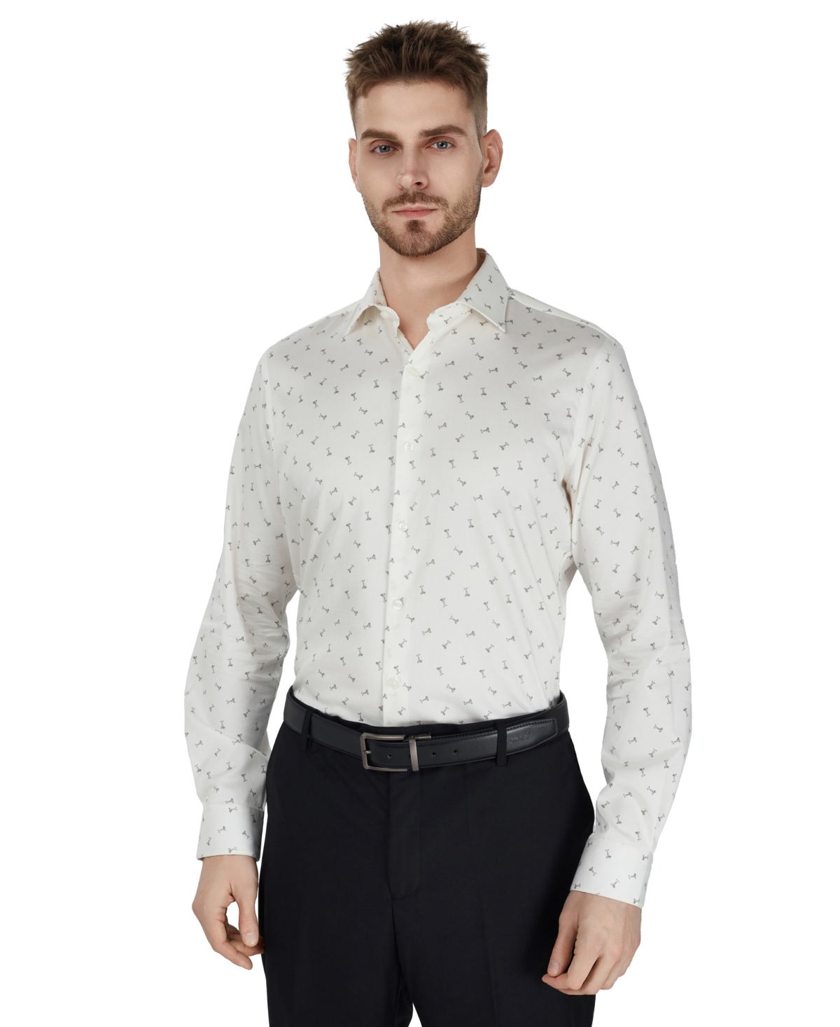 Click here for Bar Iii Mens Slim-Fit Printed Dress Shirt  Macys E... prices