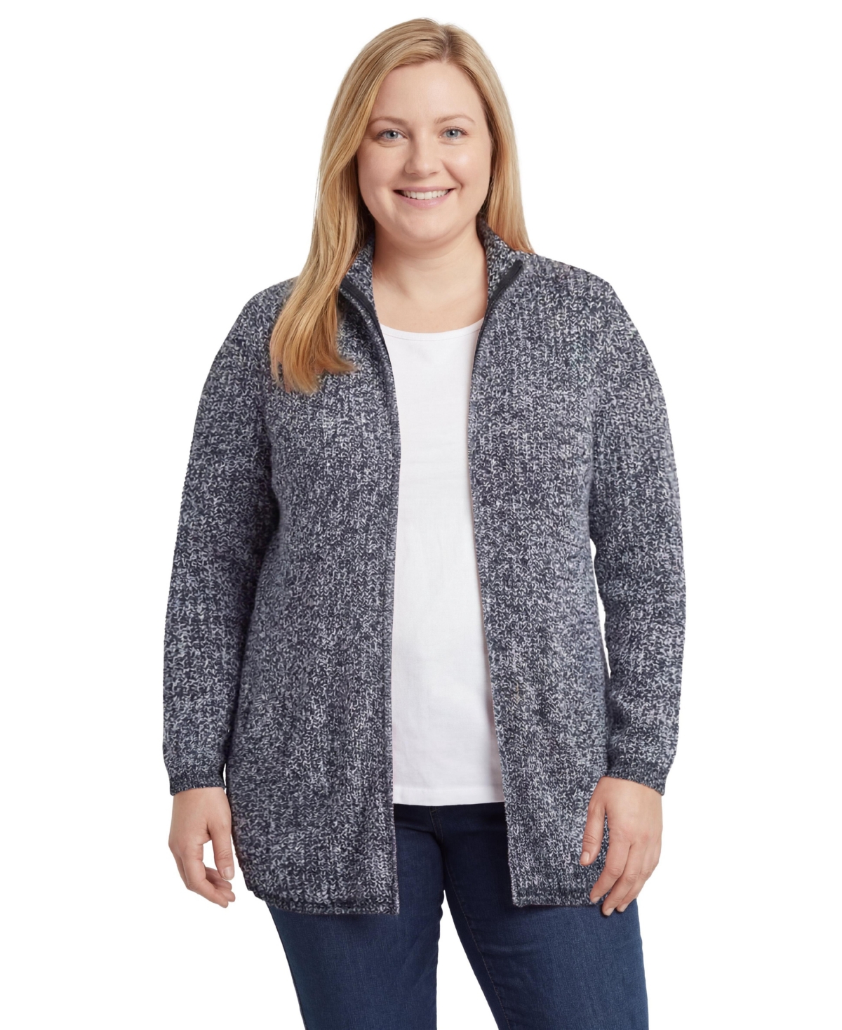 Click here for Woman Within Plus Size Zip Front Shaker Cardigan -... prices