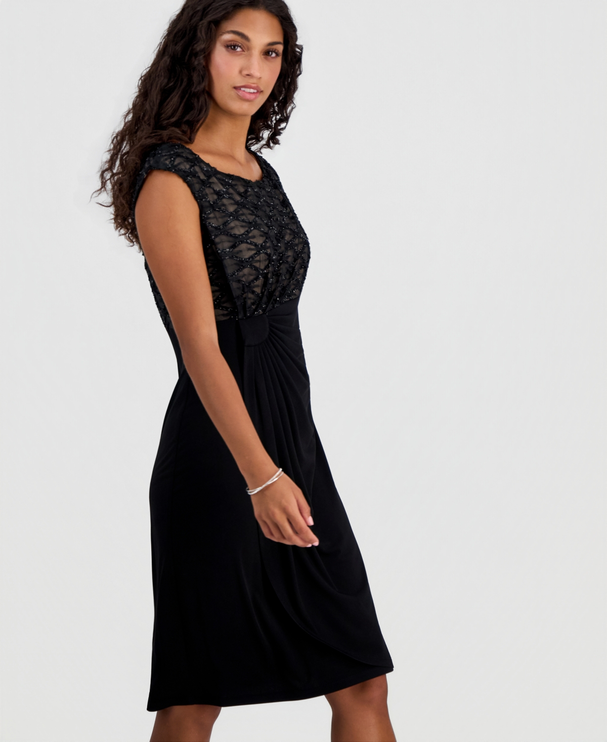 Click here for Connected Petite Embellished Empire-Waist Dress -... prices
