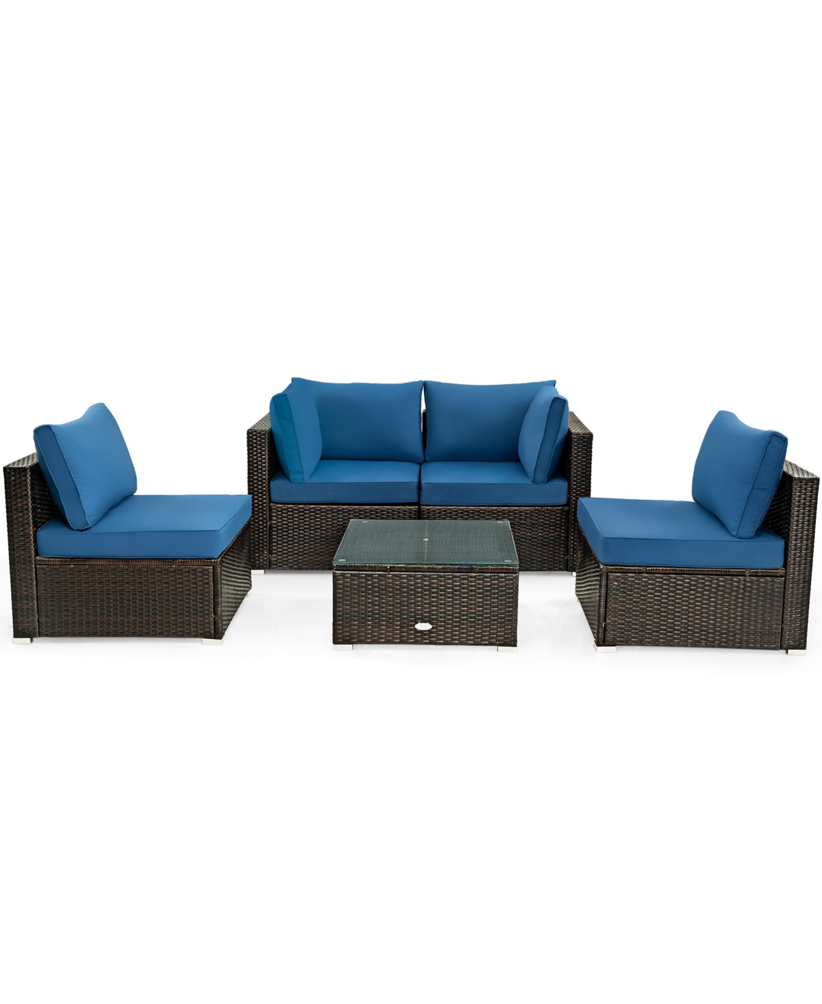 Click here for Gymax 5 Pieces Rattan Patio Conversation Set Sofa... prices