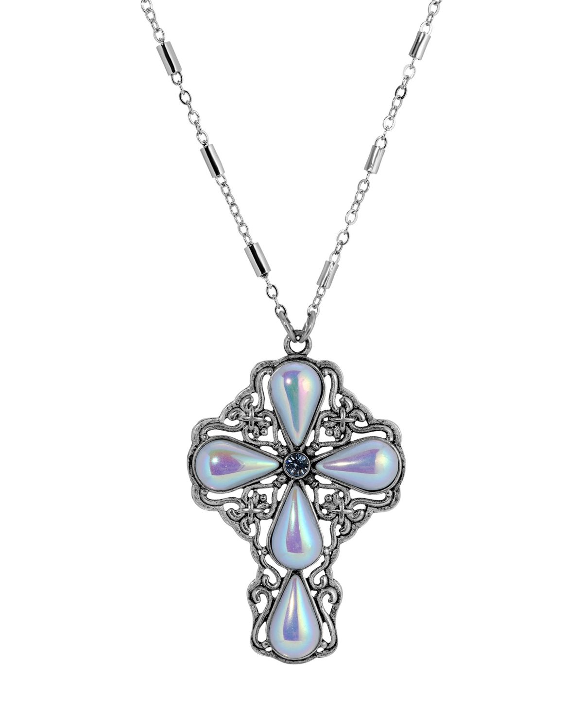 Click here for Symbols of Faith Silver Pewter-Tone Blue Ab Teardr... prices