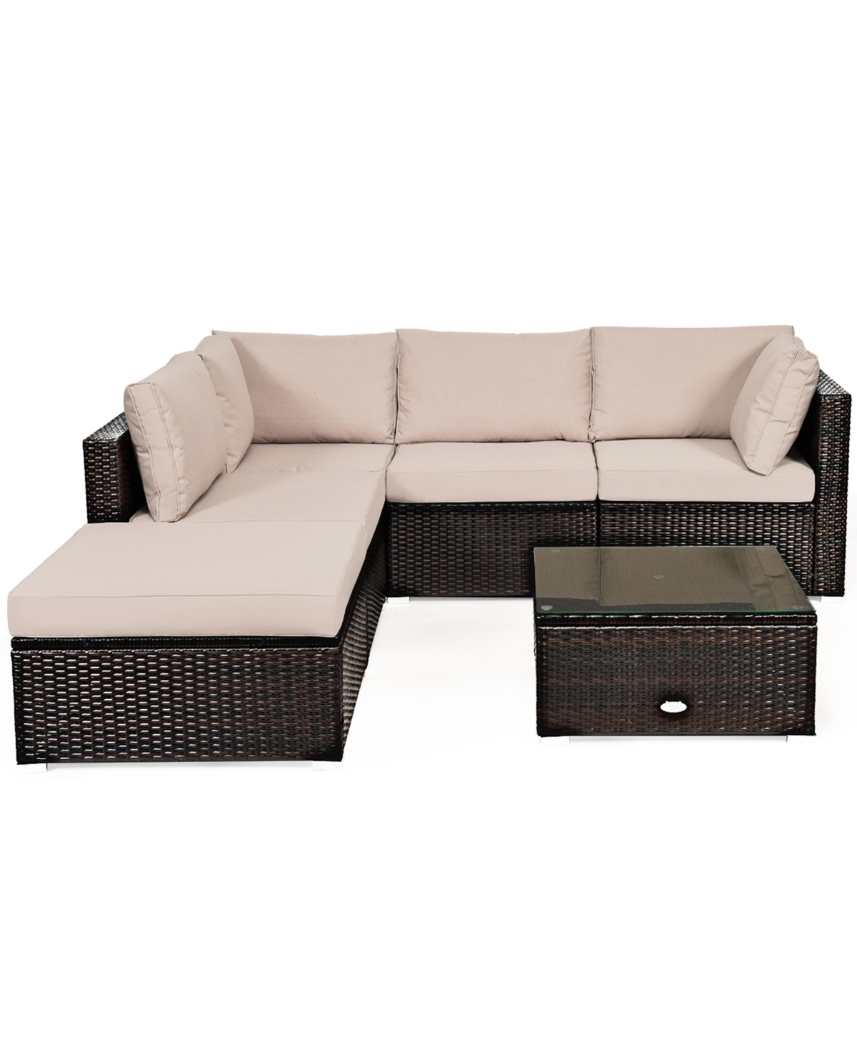 Click here for Gymax 6PCS Rattan Patio Sectional Sofa Set Outdoor... prices