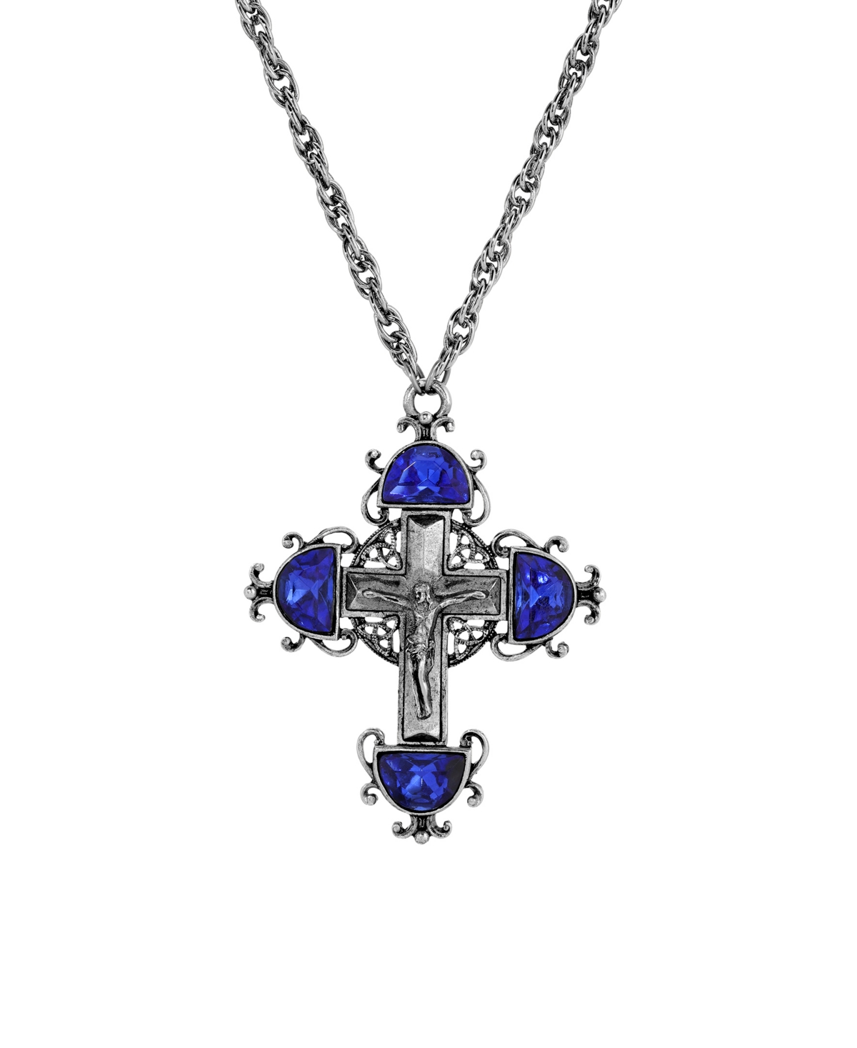 Click here for Symbols of Faith Silver Pewter-Tone Cross with Sap... prices